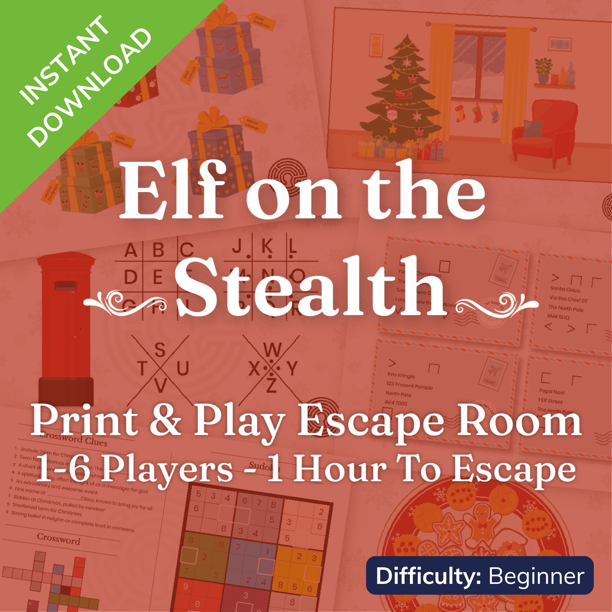 Festive Printable Escape Room | Elf on the Stealth - Epic Escapes