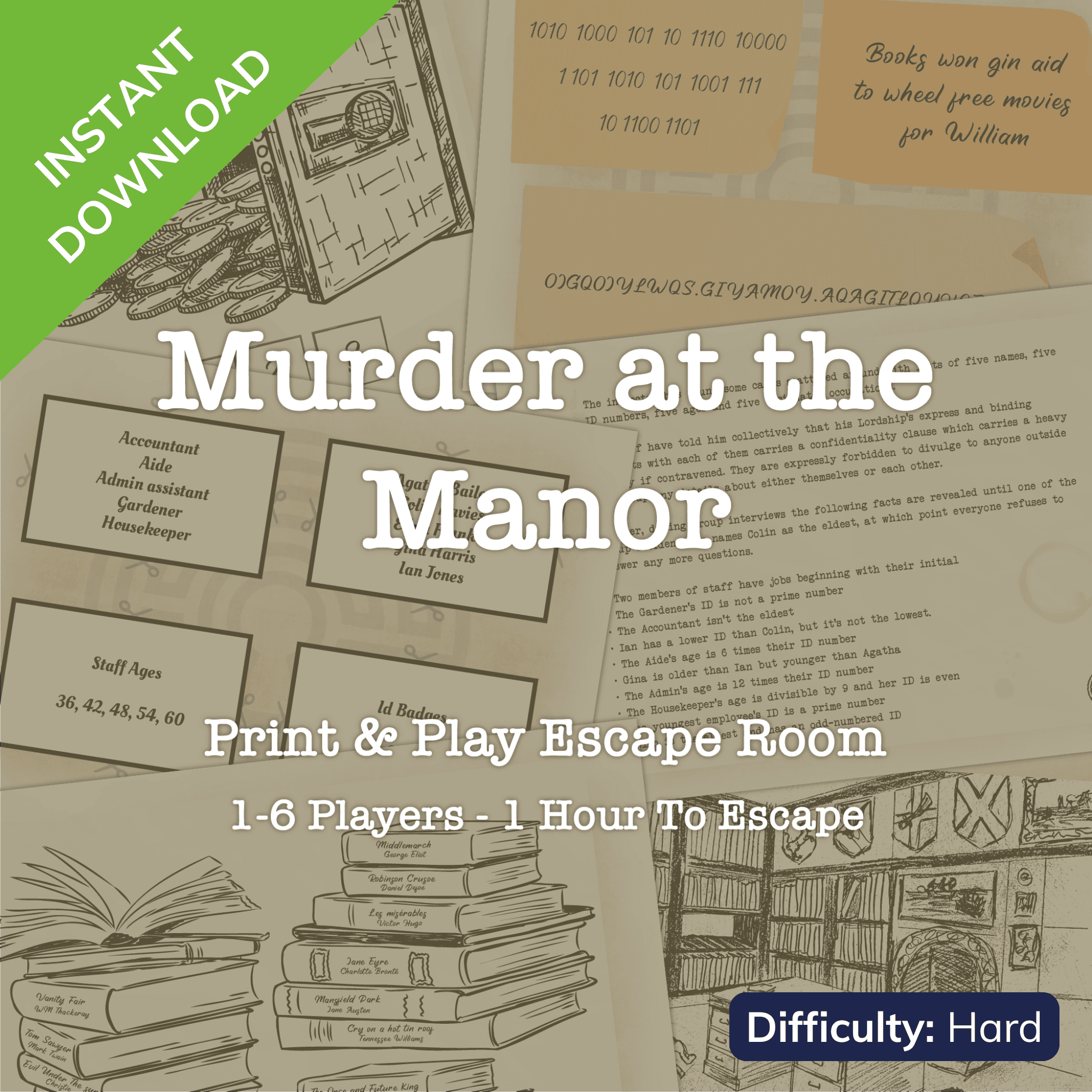 Printable Escape Room | Murder at the Manor - Epic Escapes